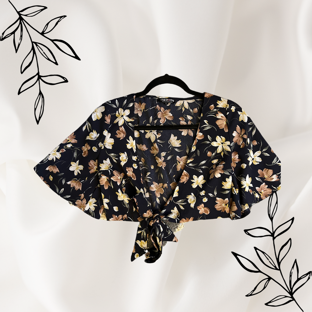 Floral Lowcut Wing Sleeves – The Clothing Library